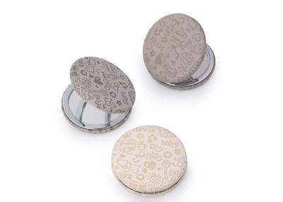 China Debossing Cosmetic Compact Mirror Purse Cute Pattern PU Leather for sale