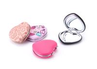 China Debossing Heart Cosmetic Pocket Mirror ABS Foldable Makeup Mirror For Travel for sale
