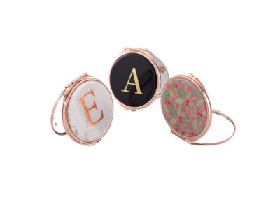 China ABS Metal Rose Gold Cosmetic Pocket Mirror Pantone Small Folding Mirror for sale