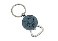 China Laser Logo 65mm Bottle Opener Key Holder Souvenir 4mm Thickness Key Chain for sale
