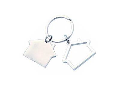 China Small House Shape Key Chain Laser Engraving Silver Car Holder Souvenir for sale