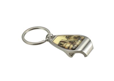 China Epoxy Doming Metal Wine Bottle Opener Vintage Keychain Zinc Alloy for sale