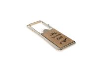 China Laser Logo Metal Bottle Opener PU Leather Zinc Alloy Rectangle for sale