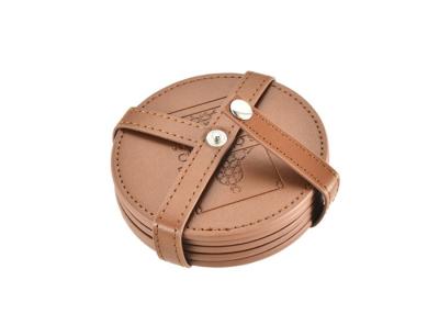 China Imega Glass Round Drink Coasters Velvet Leather Tea Coaster for sale
