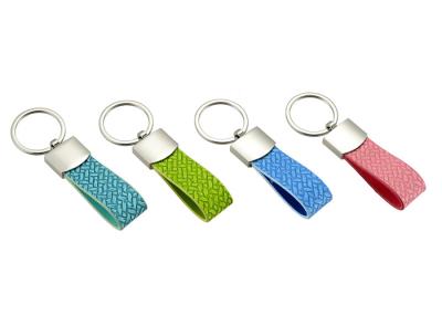 China Weave Texture PU Leather Key Chains Customized Logo Multifunction Key Holder for sale