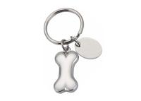 China Bone Cute Key Chain Metal Laser Engraved Keyrings Custom Logo Souvenir Gift for sale