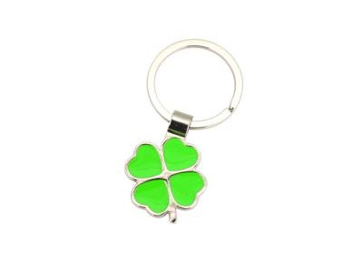 China Four Leaf Clover Cute Metal Keychain Custom Color Filling Key Holder for sale