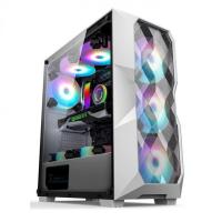 China Airflow ARGB Computer Case Airflow ATX Mid-Tower with Polygonal Mesh Front Panel which support three 12cm ARGB Lighting for sale