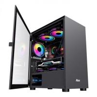 China ETEK Computer Case - Cool and Clean Designed, Integrated Stamping Steel Front Panel,Tempered Glass Hinged Swing Doors for sale