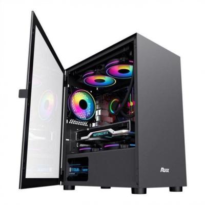 China ETEK Computer Case - Cool and Clean Designed, Integrated Stamping Steel Front Panel,Tempered Glass Hinged Swing Doors for sale