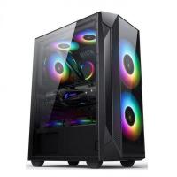 China ETEK ATX/Matx Computer Case Tempered Glass panel on Side and Front Support Fans 2x14cm or 3x12cm on Front Support Rad for sale