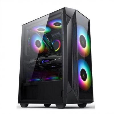 China ETEK ATX/Matx Computer Case Tempered Glass panel on Side and Front Support Fans 2x14cm or 3x12cm on Front Support Rad for sale