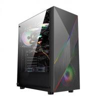 China ETEK - PC Mid Tower Case Irregular and Mesh Front Panel with ARGB LED Strip,Tempered Glass Side Panel, Top I/O Panel for sale