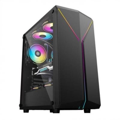 China ETEK Stylish Computer Case Symmetrical ARGB LED Strip Tempered Glass Side Panel Top I/O Panel with Magnetic Dust Net for sale