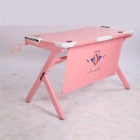 China Pink Ergonomic PS4 Gaming Desk MDF Surface Steel Alloy Frame for sale