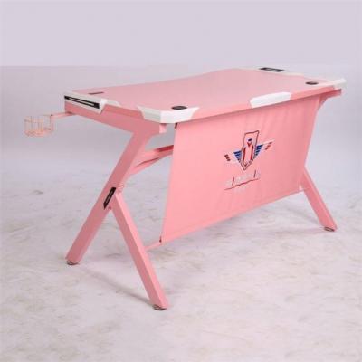China Pink Ergonomic PS4 Gaming Desk MDF Surface Steel Alloy Frame for sale