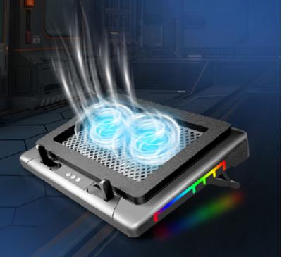 China Laptop Cooling Tray With RGB Lighting Two 14cm Fans Running At 1400±10% RPM 7 Levels Of Height Adjustment For Gamers DIY Enthusiasts for sale
