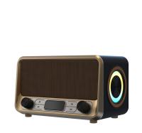 China Multifunctional Wireless Speaker Wood And Metal Construction Bluetooth 5.0 USB TF AUX TWS FM Radio RGB LED Lights LED Display for sale