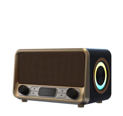 China Multifunctional Wireless Speaker Wood And Metal Construction Bluetooth 5.0 USB TF AUX TWS FM Radio RGB LED Lights LED Display for sale