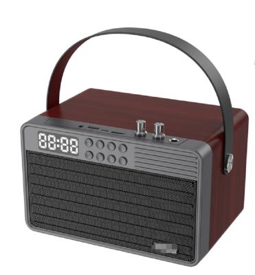 China Supports Bluetooth AUX TF Card U Disk FM Radio Wireless Microphone Wooden ABS Iron Mesh Material 2400mAh Battery for sale