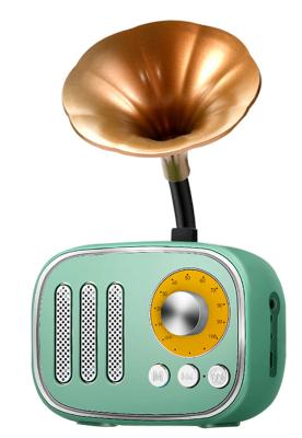 China Bluetooth Speakers Supports Bluetooth AUX TF Card And FM Radio Playback 1200mAh Battery Mini Retro Trumpet Design 125 × 66 × 205mm for sale