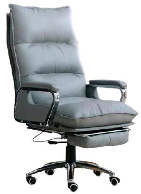 China Ergonomic Office Chairs PU Cushioned Chrome Armrests And Thick Gray PU Seats 100mm Air Lift Support Tilt Rotation And Tilt Functions for sale