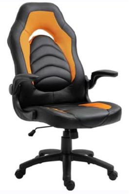 China Ergonomic Office Chairs 320mm Nylon Base With Casters 100mm Pneumatic Lifting Rod Reversible PU Cushion Armrest Black And Orange Color for sale
