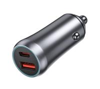 China 48W Dual-Port USB-C Car Charger, 12-24V DC Input ABS+PC Fireproof for sale