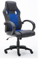 China 320mm Nylon Base With Casters Gaming Chair 100mm Painting Gaslift Nylon Armrest With PU Padding Black PU+ Blue Mesh for sale