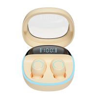 China ETEK Transparent-Lid LED Display Wireless Earphones BT 5.3 Touch-Control Earphone F10 Speaker black white complexion Purple for sale