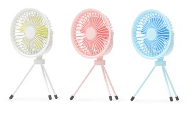 China ETEK 3-in-1 Portable Fan (Pink/Blue/White), 2000mAh battery (4H charge), ABS+PP+Steel material,Tripod/suspension/handheld 3 modes for sale