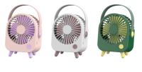 China ETEK Brushless motor desktop fan with leather accent,1200mAh battery, 3-speed modes, 218g net weight(Pink/Green/White) for sale