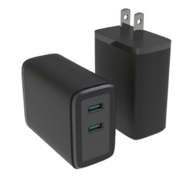 China Dual USB-C GaN Charger With 65W Max Output PD Multi-protocol 110-240V Global Voltage Black / White for sale