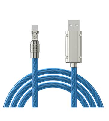 China ETEK 1M Rotatable LED Light Cable,TPE, 4-Core, Fast Charging & Data, Zinc Alloy, White/Blue/Red/Green for sale