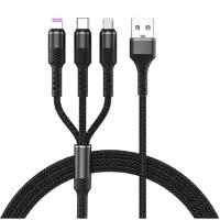 China ETEK 3-in-1 Fast Charging Cable,4-Core Pure Copper, LED Indicator, 6 Colors,for travelers, families and offices for sale