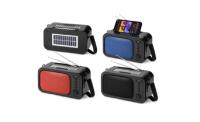 China ETEK 10W Solar Bluetooth Speaker,Dual 1W Solar Panels, TWS, FM, USB/TF, 78mm Driver, Black/Red/Blue,ideal for outdoor, camping use for sale