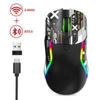 China Dual-Mode Wireless RGB Gaming Mouse,2.4G + Bluetooth, 3200 DPI,8 Buttons, 600mAh Battery, Type-C Rechargeable, ABS,Laser Printing for sale