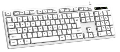China Office Membrane Keyboard, ABS 475 Housing, Carbon/ Silver Paste Film, 1.5M Cable (Wired) or Wireless,Screen/Laser Printed Keycaps for sale