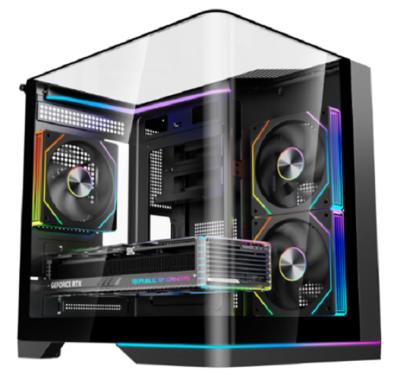 China 4-RAPTOR Mid-Tower Gaming PC Case,Dual Curved Tempered Glass, SPCC 0.5mm, Supports 330mm VGA / 240mm AIO, USB 3.0+Audio for sale