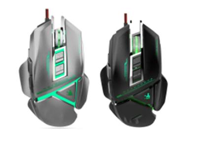 China RGB Breathing Light Wired Gaming Mouse with Adjustable Fan,3050IC Sensor, 8 Buttons, 3200 DPI, 20M Click Life, Black/GUN for sale