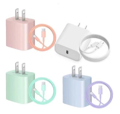China 20W PD+QC Fast Charger, US Plug, Macaron Color,5V/9V/12V,62.5mm*43*27mm Size,PE Bag Packaging for sale