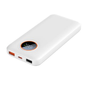 China 10000mAh PD 22.5W Power Bank,Type-C In/Out, USB-A, Grade A Cell, Black/White, with Fast Charging Cable for sale