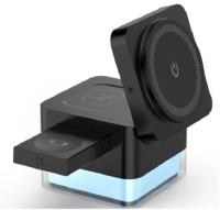 China 3-in-1 Wireless Charger, Cube Design for iPhone, Watch & Earbuds, RGB Ambient Light for sale