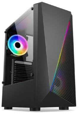 China ATX Mid-Tower Gaming Case with Tempered Glass Side Panel, Customizable RGB Front Light, and 7 Expansion Slots for sale
