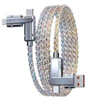 China Transparent Fast Charging Cable,65W C-C, 27W C-L, 5-Core Copper, LED Indicator for sale