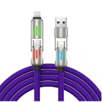 China 50W Fast Charging Cable with Light,C to C / C to Lightning, 5-Core Composite Copper, Zinc Alloy Connector, Purple (Custom Colors) for sale