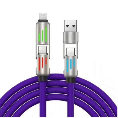 China 50W Fast Charging Cable with Light,C to C / C to Lightning, 5-Core Composite Copper, Zinc Alloy Connector, Purple (Custom Colors) for sale