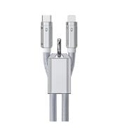 China 65W/27W Genuine Silicone Braided Fast Charging Cable,C to C / C to Lightning,1m,Silver, Zinc Alloy Shell, Supports PD & Data Sync for sale