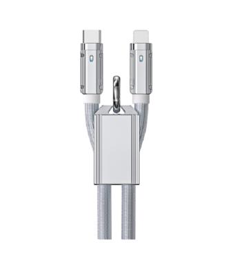 China 65W/27W Genuine Silicone Braided Fast Charging Cable,C to C / C to Lightning,1m,Silver, Zinc Alloy Shell, Supports PD & Data Sync for sale