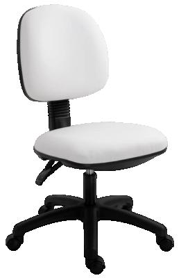 China Adjustable Armless Office Chair,White PU, Nylon Base, Height-Adjustable Backrest for sale